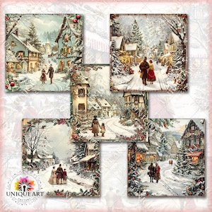 Christmas People on the Street, Printable Digital Images HQ 23 JPG ...