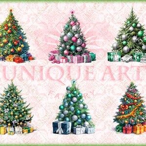 Christmas Tree, Watercolor Clipart Bundle, 18 HQ Printable Transparent ...