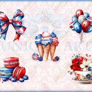 4th of July Party / Independence Day / Patriotic Watercolor Clipart ...