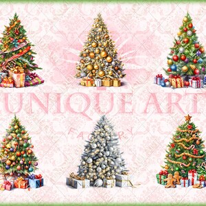 Christmas Tree, Watercolor Clipart Bundle, 18 HQ Printable Transparent ...