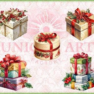 Christmas Gift Box, Watercolor Clipart Bundle, 20 HQ Printable PNG ...
