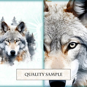 Wolf Family Watercolor Clipart Bundle HQ Printable PNG Format Instant ...