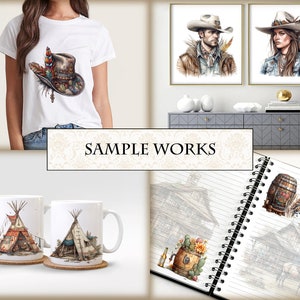 Western Texas Cowboy Ranch Boho Style Watercolor Clipart Bundlle HQ ...