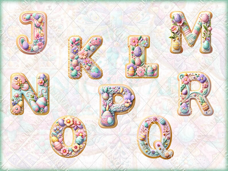Easter Alphabet and Numbers PNG Bundle, Watercolor Spring Clipart ...