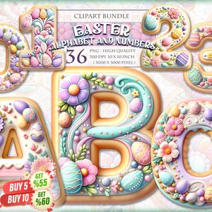 Easter Alphabet and Numbers, Clipart Bundle, 36 HQ Printable ...