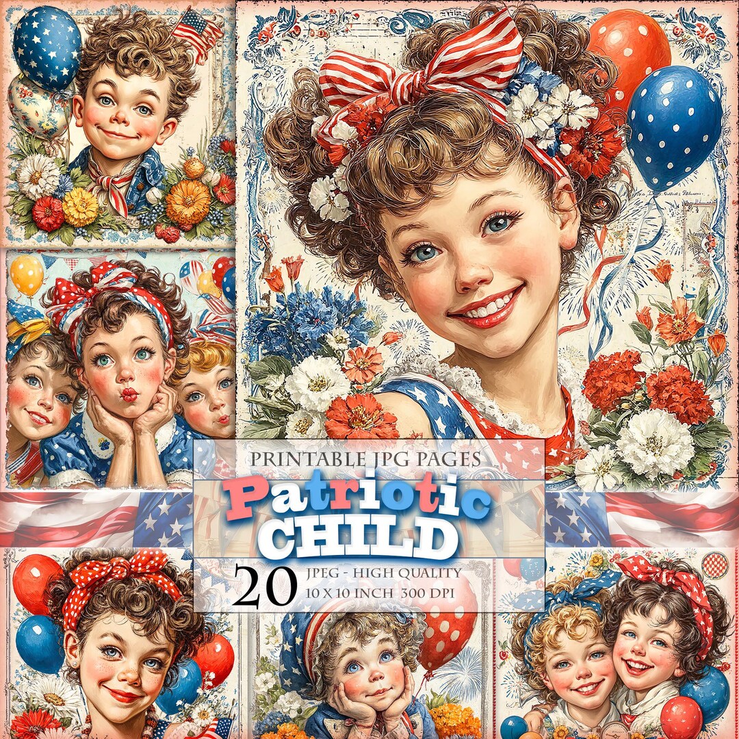 Patriotic Childs, 4th July Cliparts, Printable HQ 20 JPG Image, Junk ...