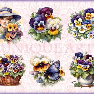 Pansy Love Pansies / Violet Flower Watercolor Clipart Bundle HQ ...