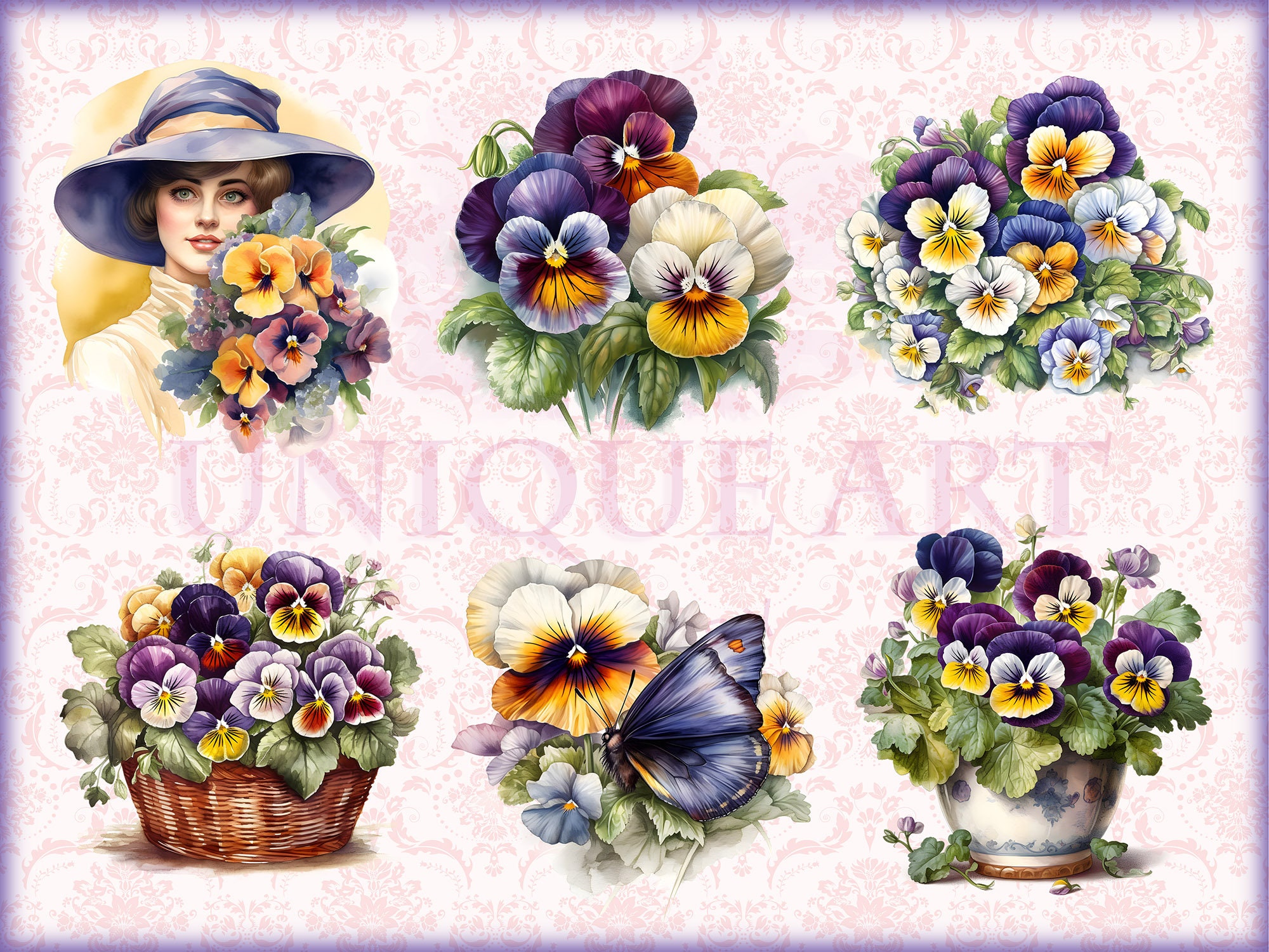 Pansy Love Pansies / Violet Flower Watercolor Clipart - Etsy