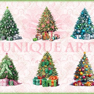 Christmas Tree, Watercolor Clipart Bundle, 18 HQ Printable Transparent ...