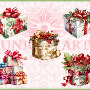 Christmas Gift Box, Watercolor Clipart Bundle, HQ Printable, PNG Format ...