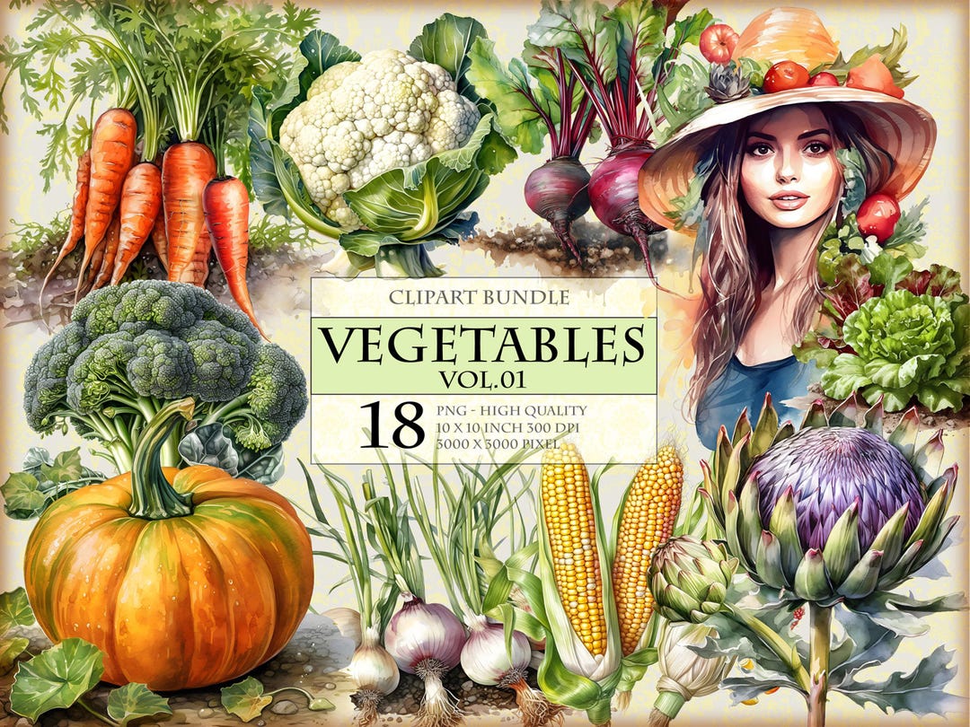 Vegetables Vol.01 - Watercolor Clipart Bundle - HQ Printable PNG and ...