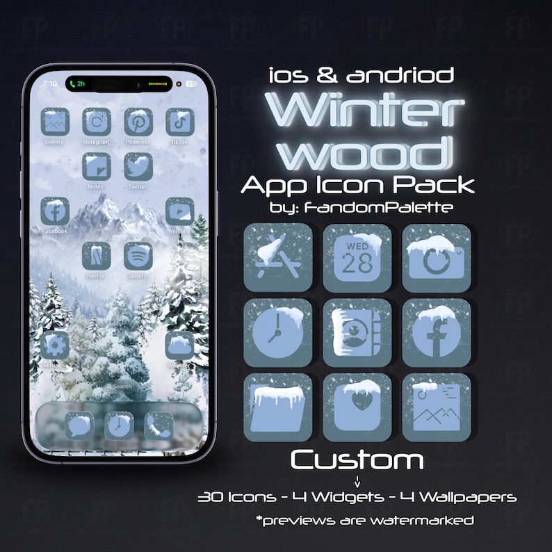 Winter Wood Phone Theme – Cozy Winter Forest Ios App Icons, Minimal and ...