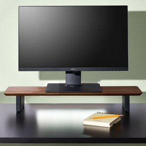 Dual Monitor Desk Shelf, Wooden Monitor Stand, Monitor Riser, Computer ...