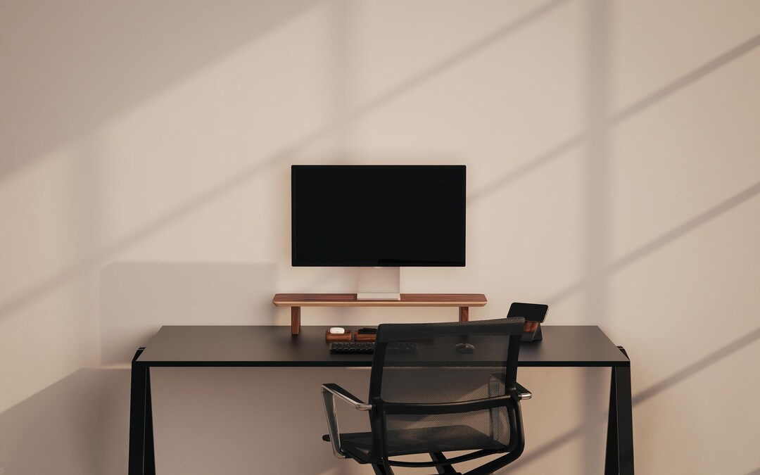 Solid Walnut Desk Shelf | Wooden Monitor Stand for Desk Organization in ...