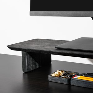 Dual Monitor Desk Shelf, Wooden Monitor Stand, Monitor Riser, Computer ...