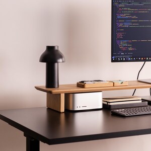 Dual Monitor Desk Shelf, Wooden Monitor Stand, Monitor Riser, Computer ...
