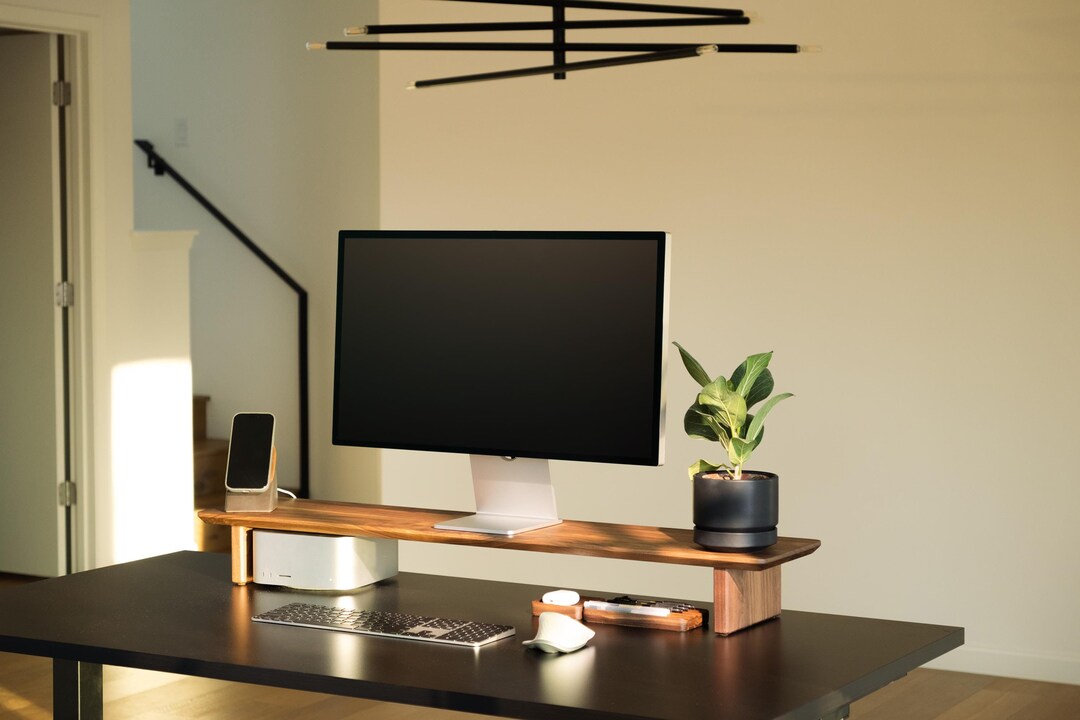 Solid Walnut Desk Shelf | Wooden Monitor Stand for Desk Organization in ...