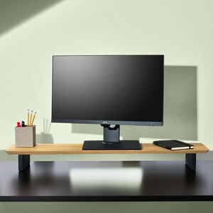 Dual Monitor Desk Shelf, Wooden Monitor Stand, Monitor Riser, Computer ...