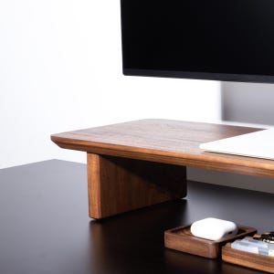 Solid Walnut Desk Shelf | Wooden Monitor Stand for Desk Organization in ...