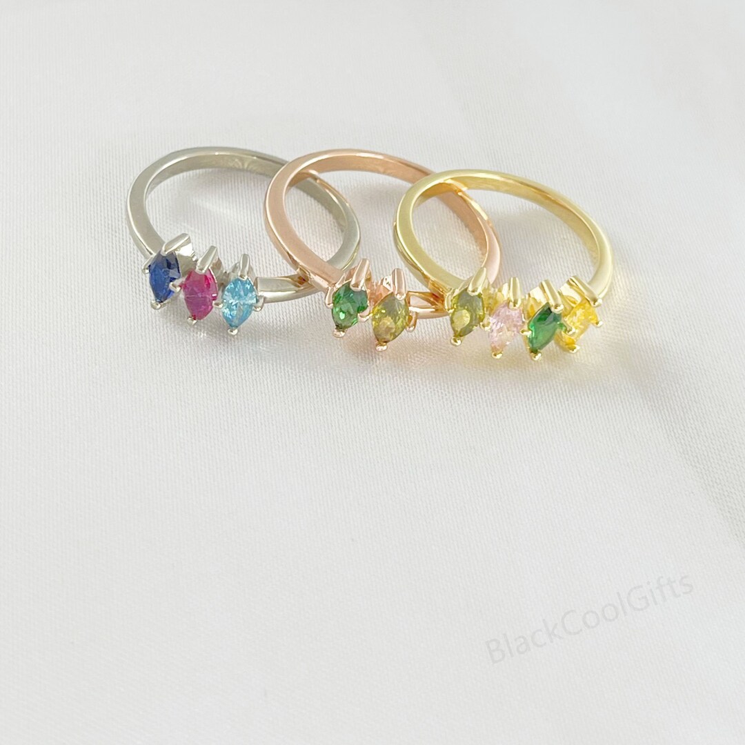 Custom Rings Beautiful Birthstone Rings Personalized Family - Etsy