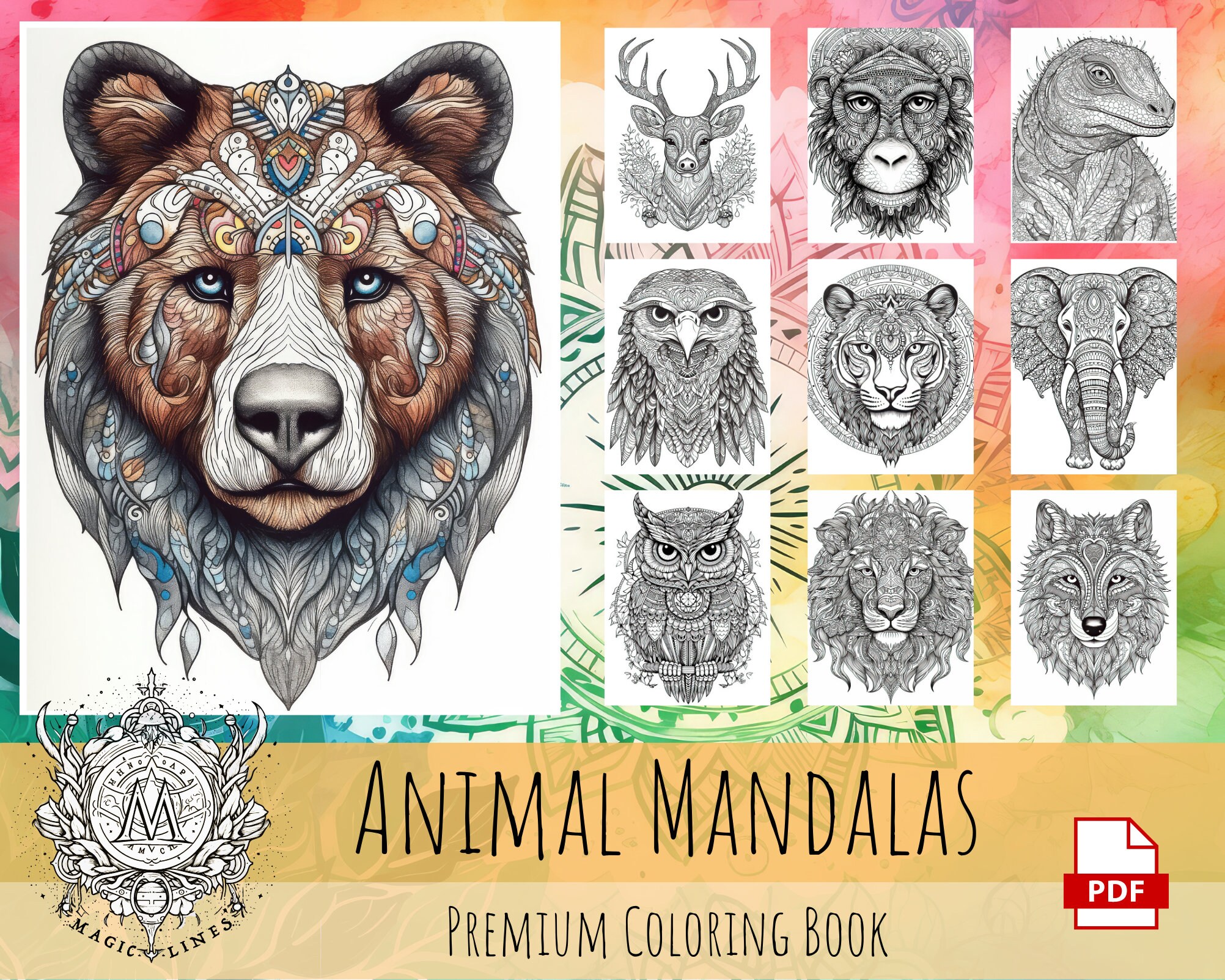 Animal Mandalas 10 Exquisite Adult Coloring Pages Featuring Stunning ...