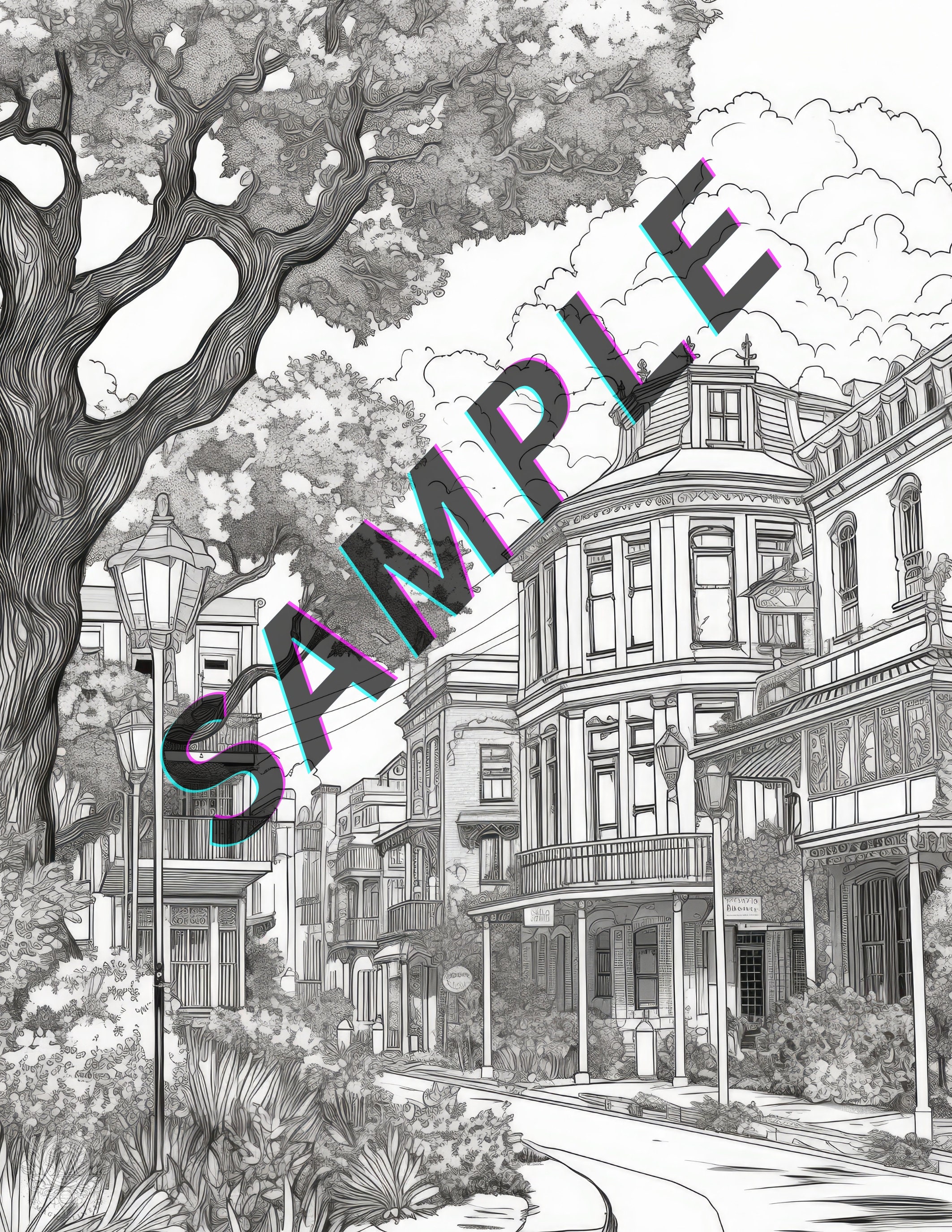 Spring Cityscapes 10 Highly Detailed Adult Coloring Pages Etsy