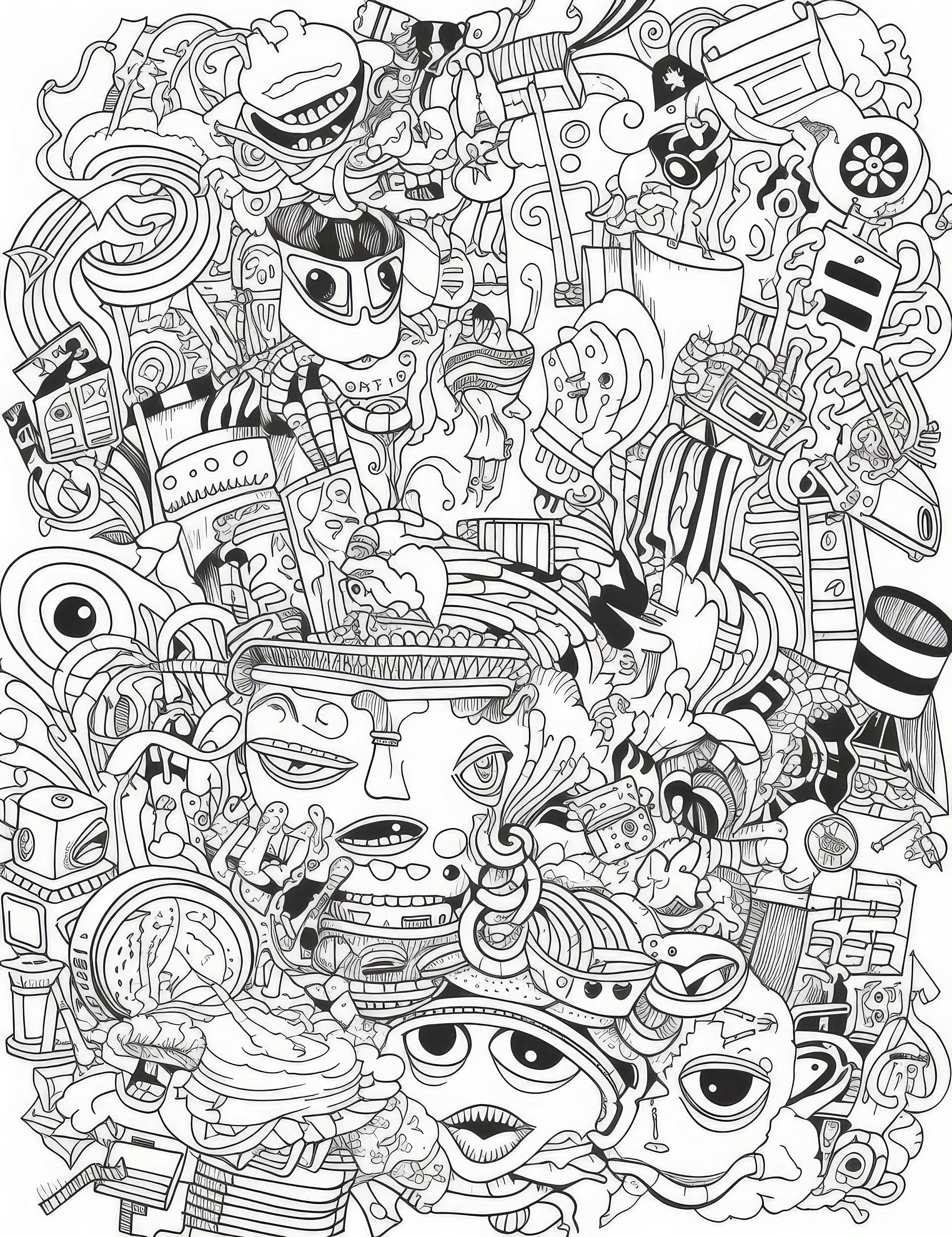 Trippy Doodles 10 Whimsical Adult Coloring Pages Featuring - Etsy