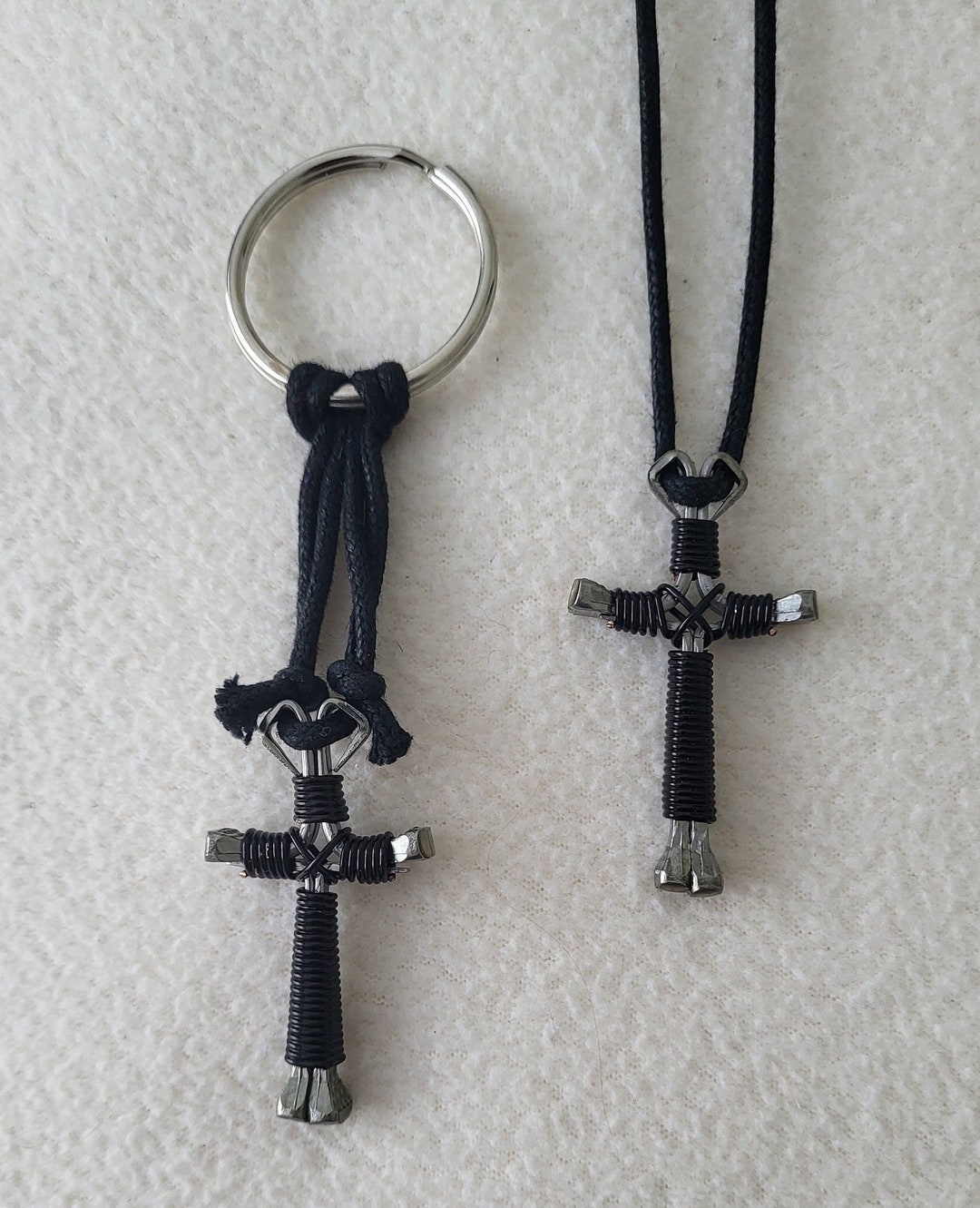 Nail Cross Necklace and Nail Cross Key Ring Combo - Etsy