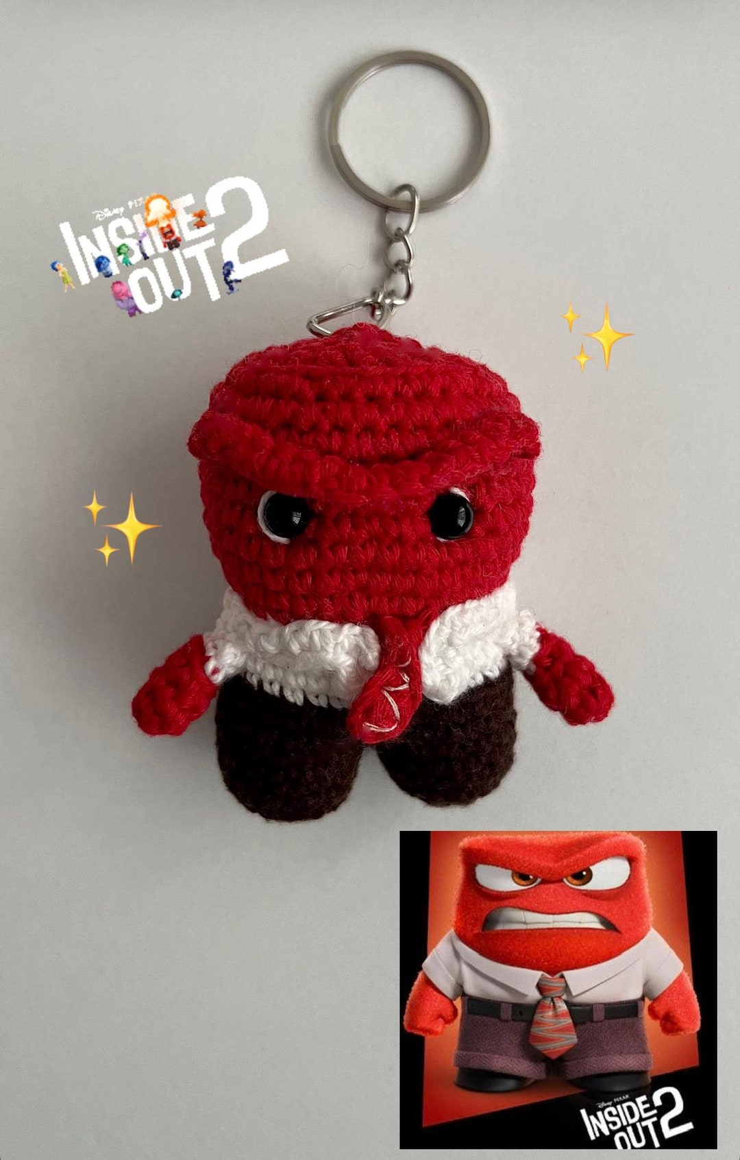 İnside Out 2 Amigurumi Crochet Keychain Anger - Etsy