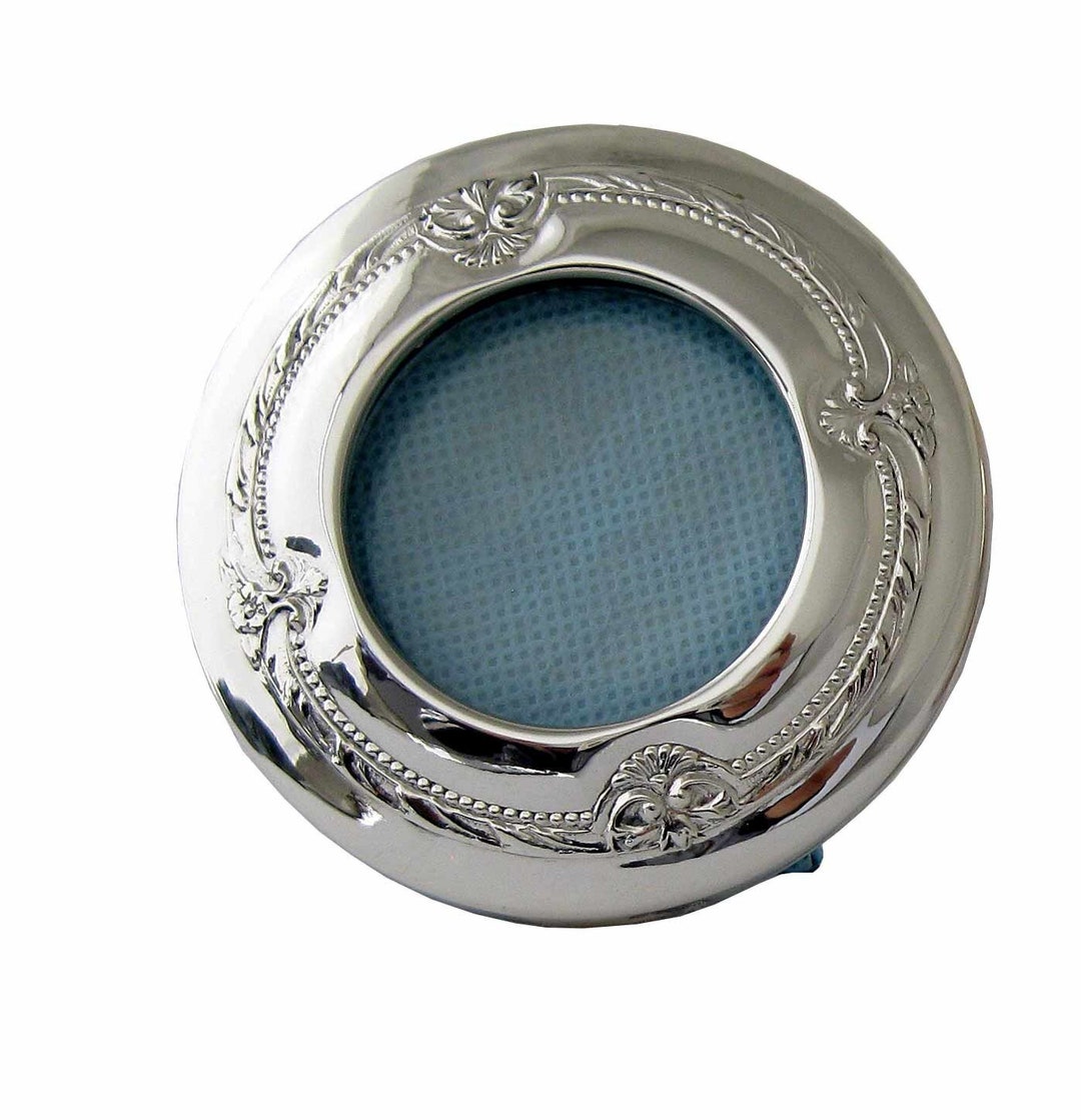 925 Sterling Silver Round Photo Frame for Children, Diam. 5 Cm - 1.9 ...