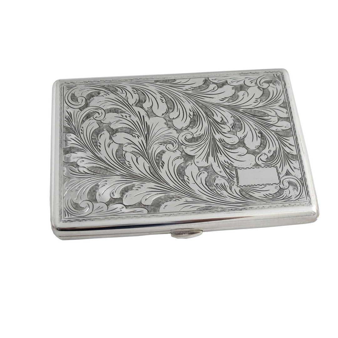 925 Silver Cigarette Case Hand Engraved With Florentine Decoration With ...