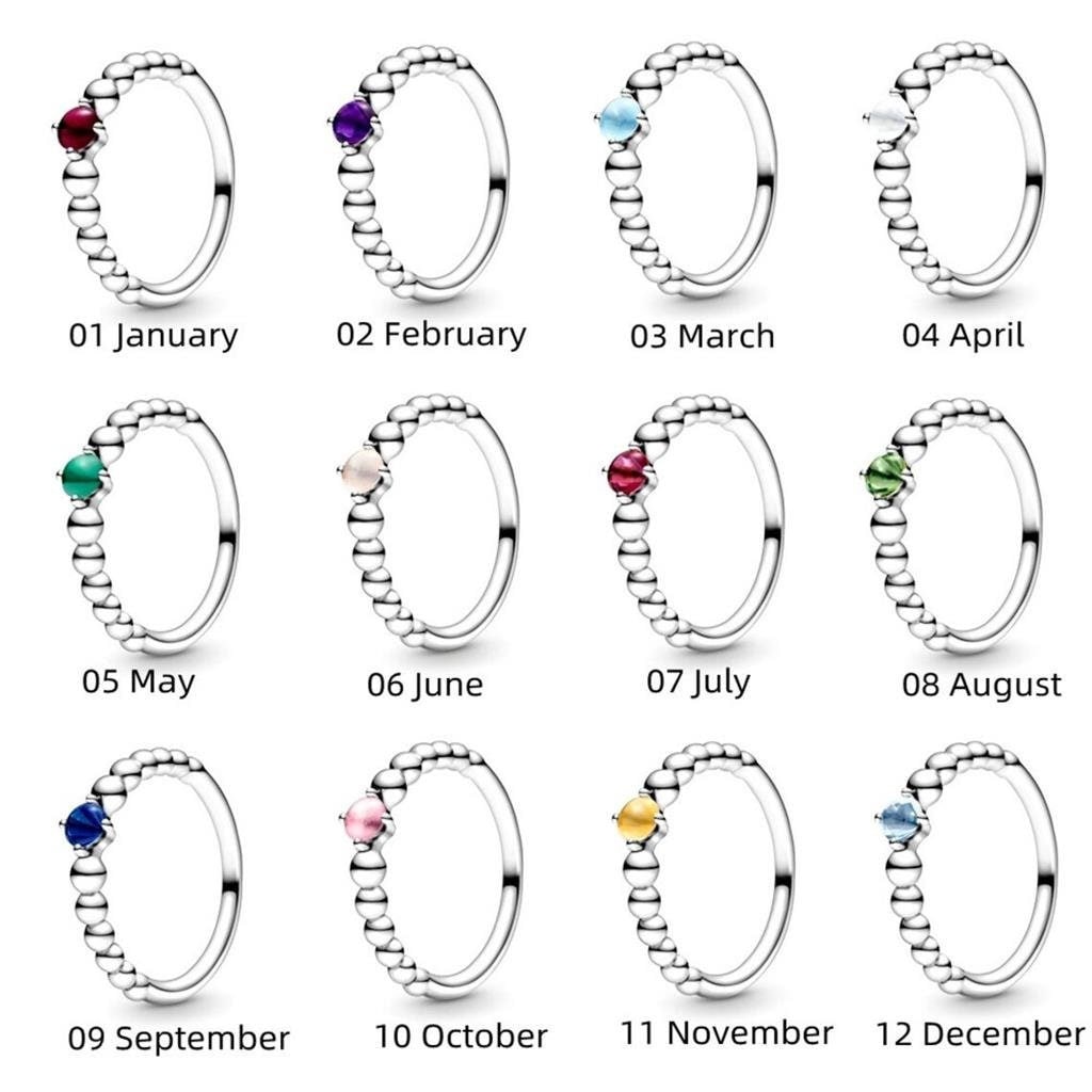All Months Authentic Pandora Birthstone Beaded Rings S925 Sterling ...