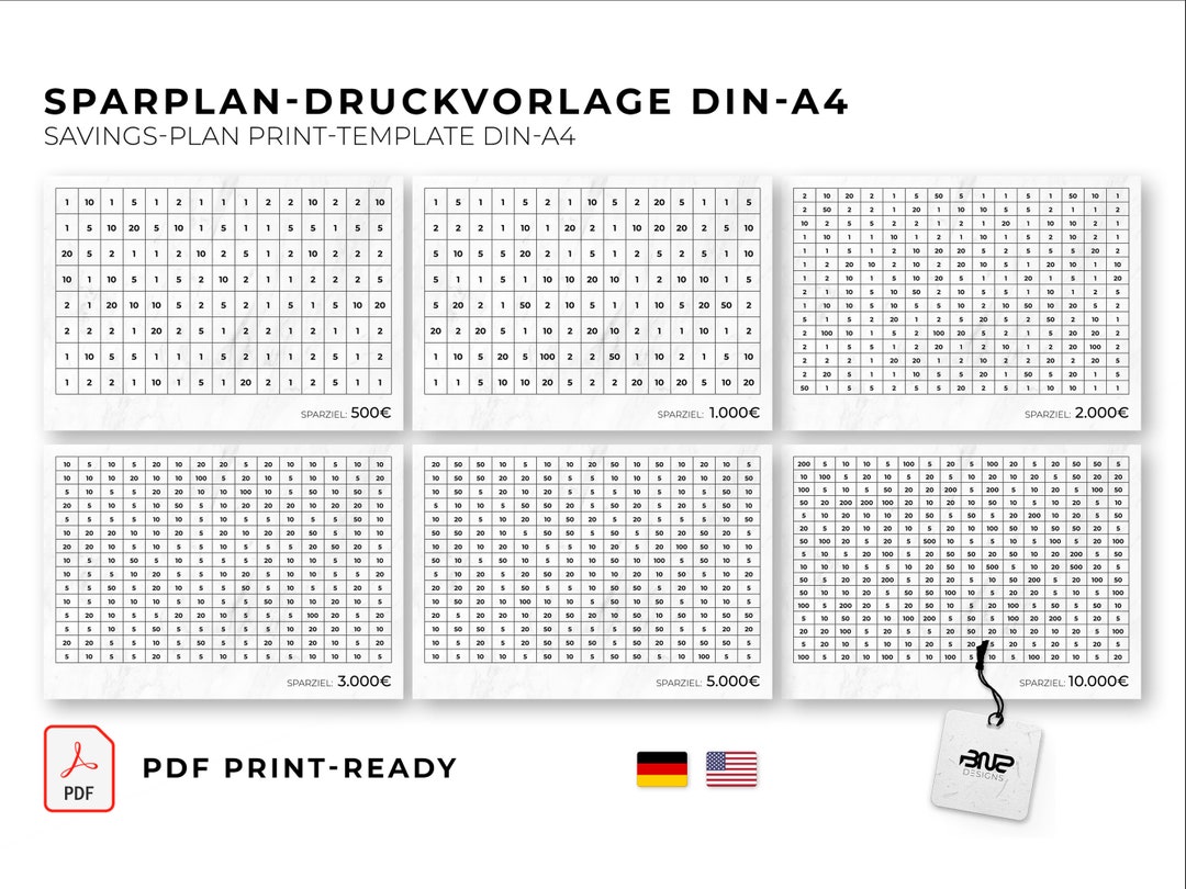 DIN-A4 Savings Template / Savings Template / Standard White Template ...