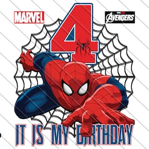 Spiderman 4th Birthday Boy PNG, Spiderman Cake Topper, It's My Birthday ...