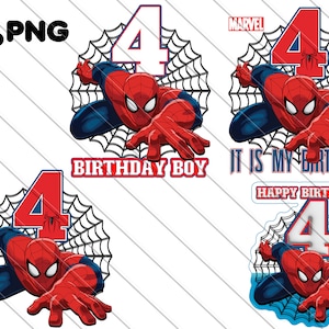Spiderman 4th Birthday Boy PNG: Cake Topper, It's My Birthday, Party ...