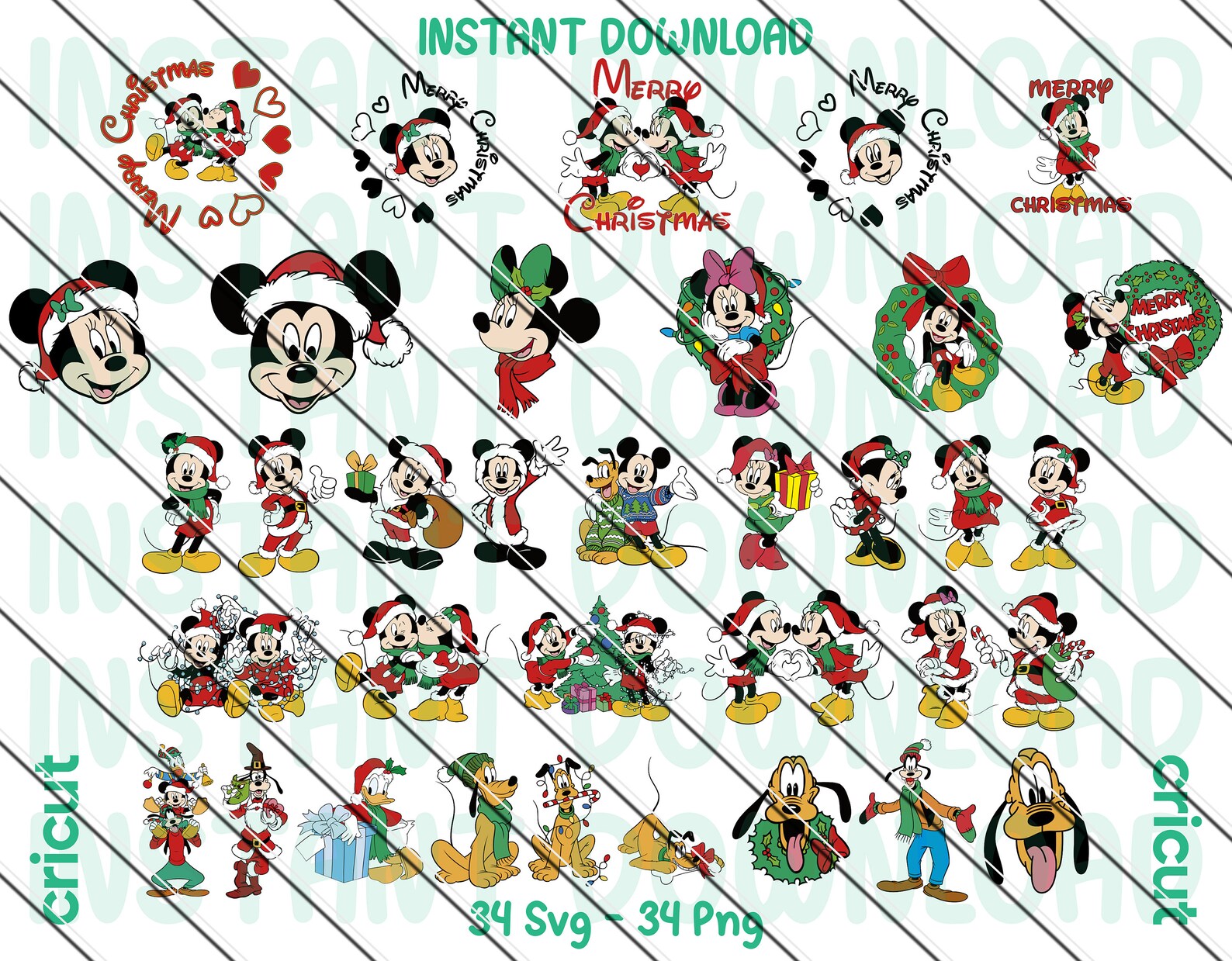 Christmas Minnie Mouse SVG Bundle: Cricut & Sublimation Designs ...