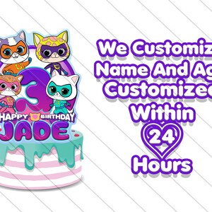 Personalized Super Kitties Birthday Cake Topper (digital Download) - Etsy