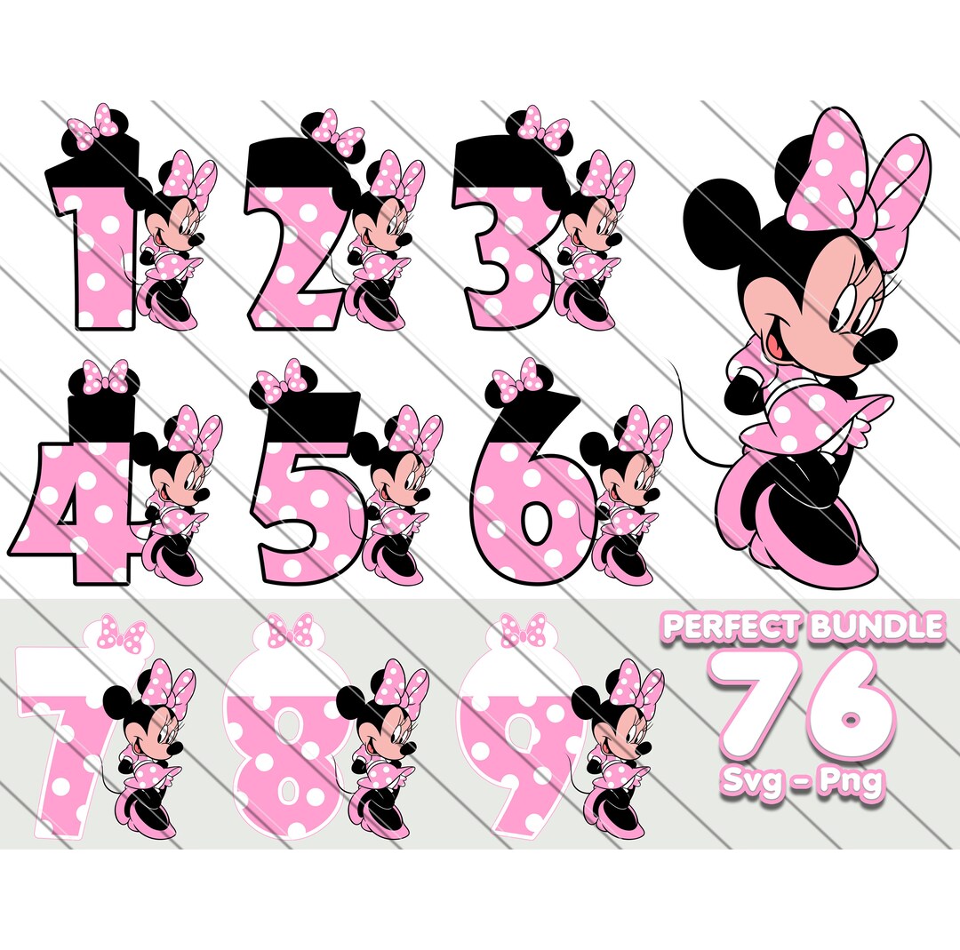 Minnie Mouse Numbers Svg, Png, Minnie Mouse Svg, Minnie Mouse Svg for ...