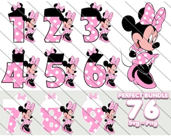 Minnie Mouse Numbers Clipart Png - Etsy