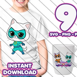 Super Kitties SVG PNG Bundle: Logo, Character Graphics (digital ...