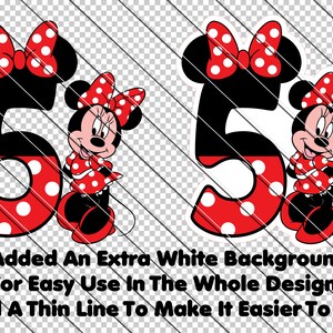 Minnie Mouse Numbers SVG PNG: Red Polka Dot Clipart (digital Download ...