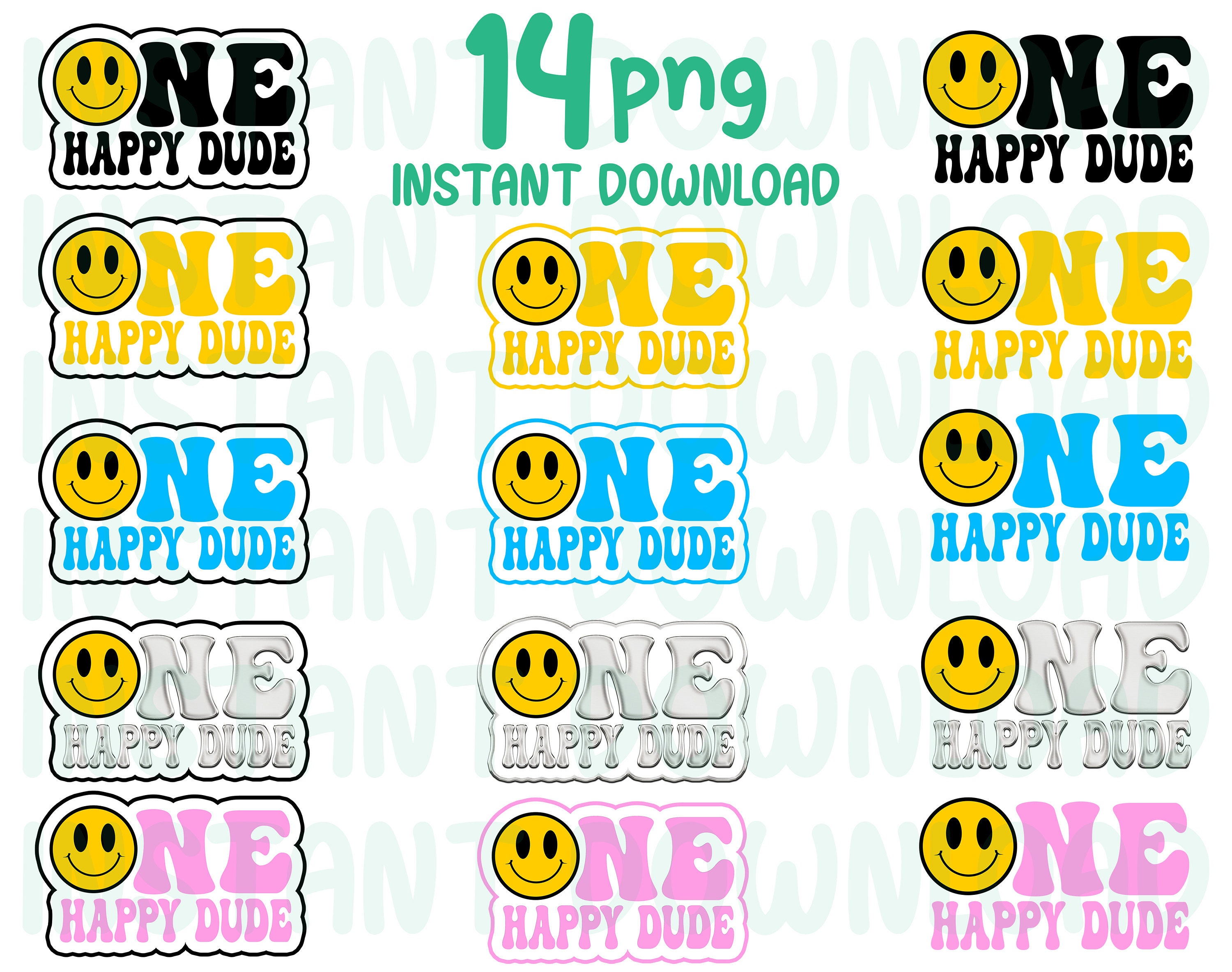 One Happy Dude Birthday Shirt Png Smiley Shirt Toddler - Etsy