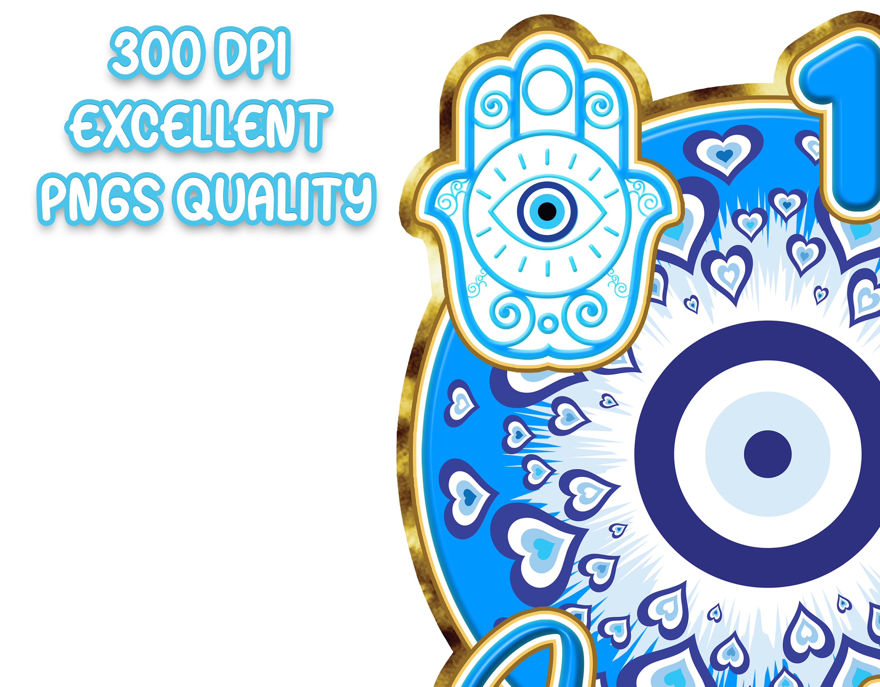 Custom Evil Eye Birthday Cake Topper: Personalized PNG (digital ...
