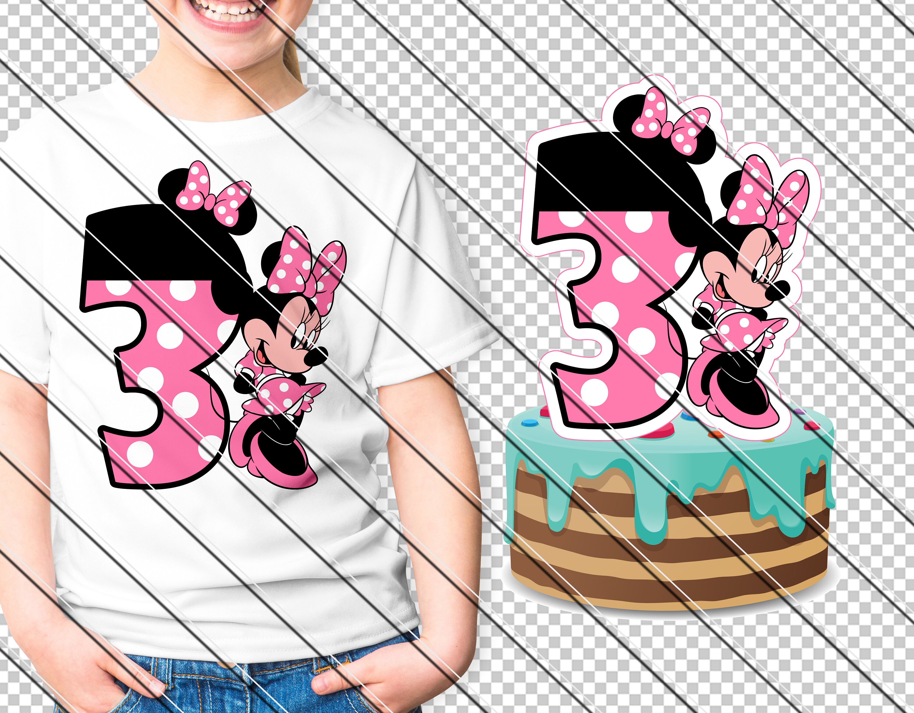 Minnie Mouse Numbers SVG, PNG: Pink Birthday Theme (digital Download ...