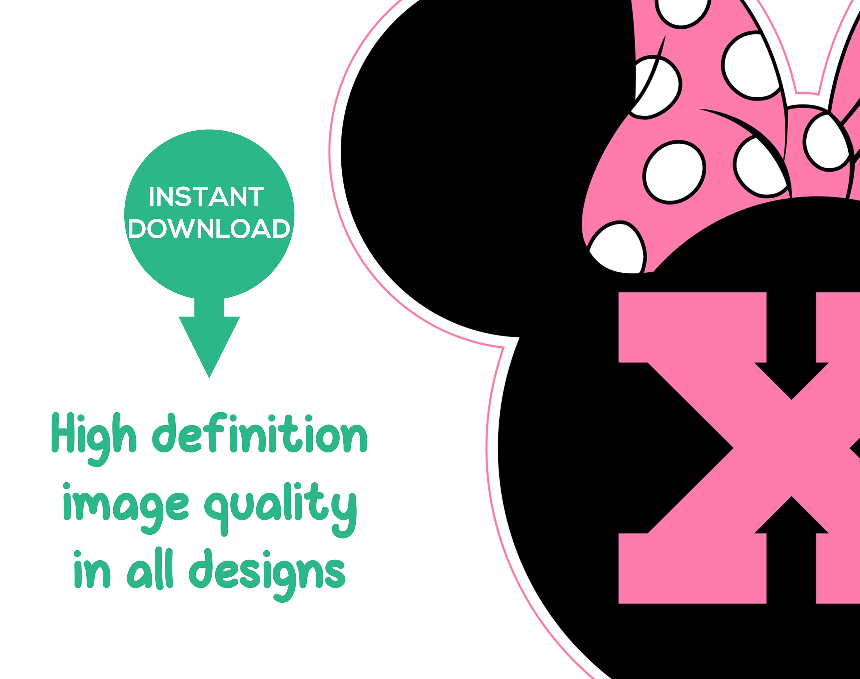 Minnie Mouse Cake Topper SVG: Printable Numbers, Letters, Shapes ...