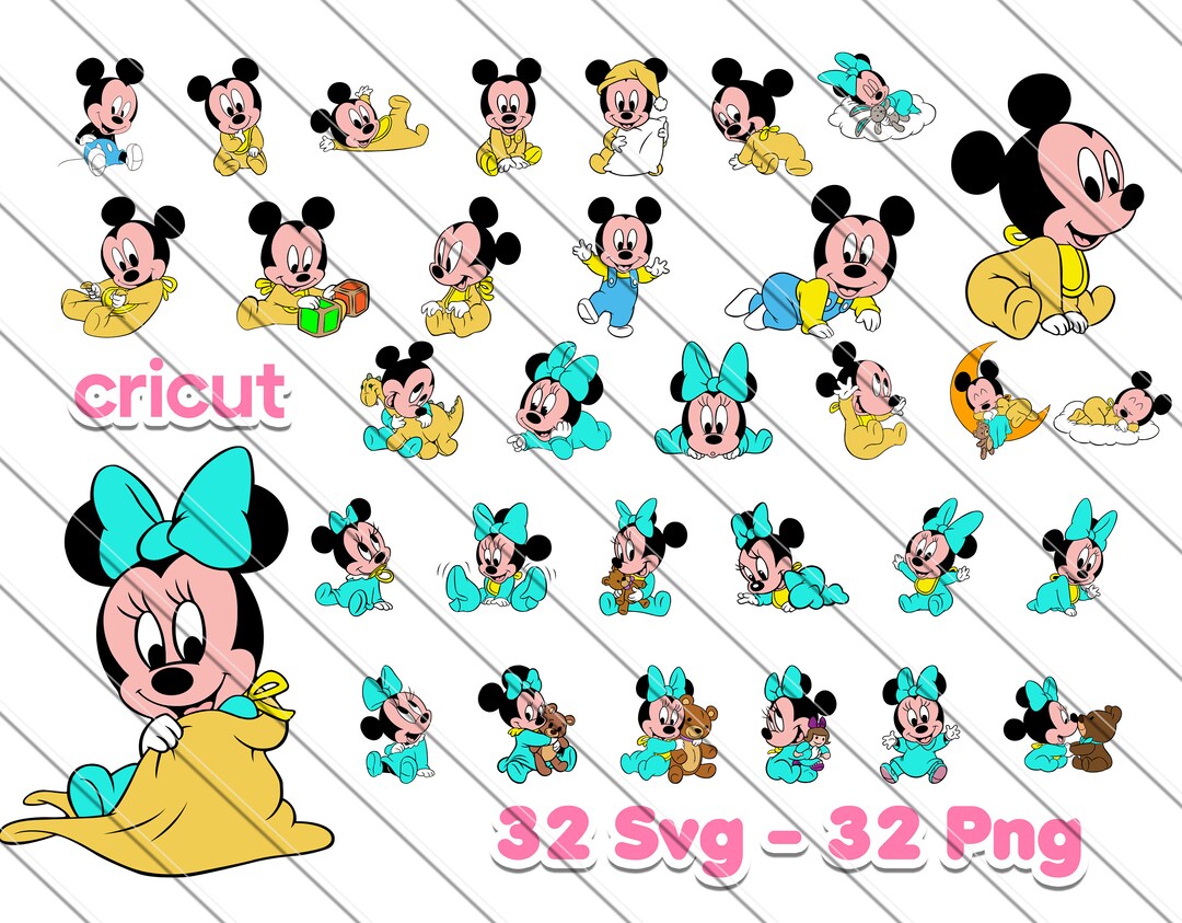 Baby Minnie Mouse Svg Baby Mickey Mouse Svg Baby Minnie and - Etsy
