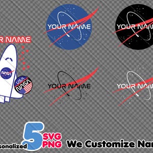 Personalized NASA Style Name Logo SVG PNG Bundle - Custom Space Shuttle ...