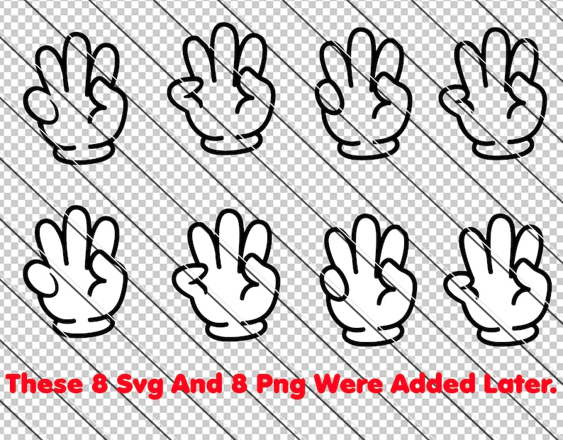 Mickey & Minnie Mouse Hands SVG/PNG Files for Cricut (digital Download ...