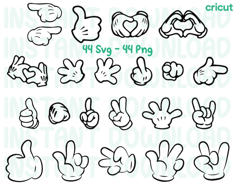 Mickey Mouse Hands Svg Minnie Hands Files for Cricut Minnie - Etsy ...