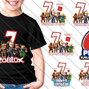 Roblox 7th Birthday Boy - Girl PNG, Roblox Cake Topper, Roblox 7th ...